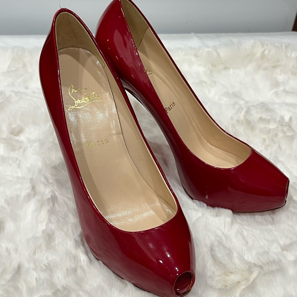 Christian Louboutin Red Peep Toe Pumps - Gem